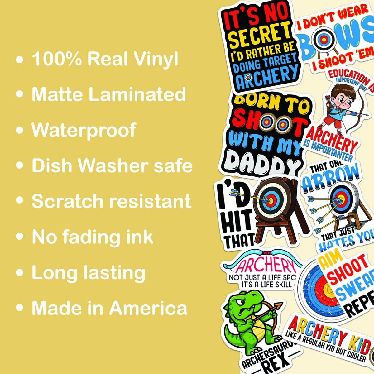 10pcs Archery Stickers Pack – Fun and Inspirational Bow and Arrow ...