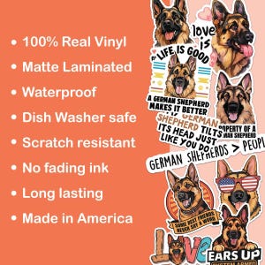 10pcs German Shepherd Stickers, German Shepherd - Loyal Dog Stickers ...