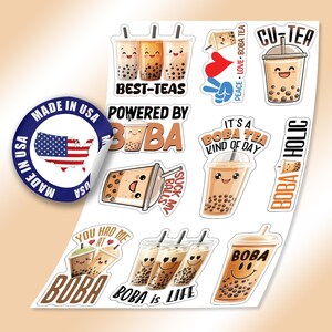10pcs Bubble Tea Sticker Pack – Powered by Boba, Boba Holic, Boba is ...