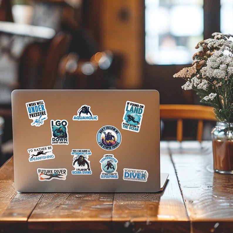 10pcs Scuba Diving Stickers Pack, Ocean Diving Sticker, Underwater ...