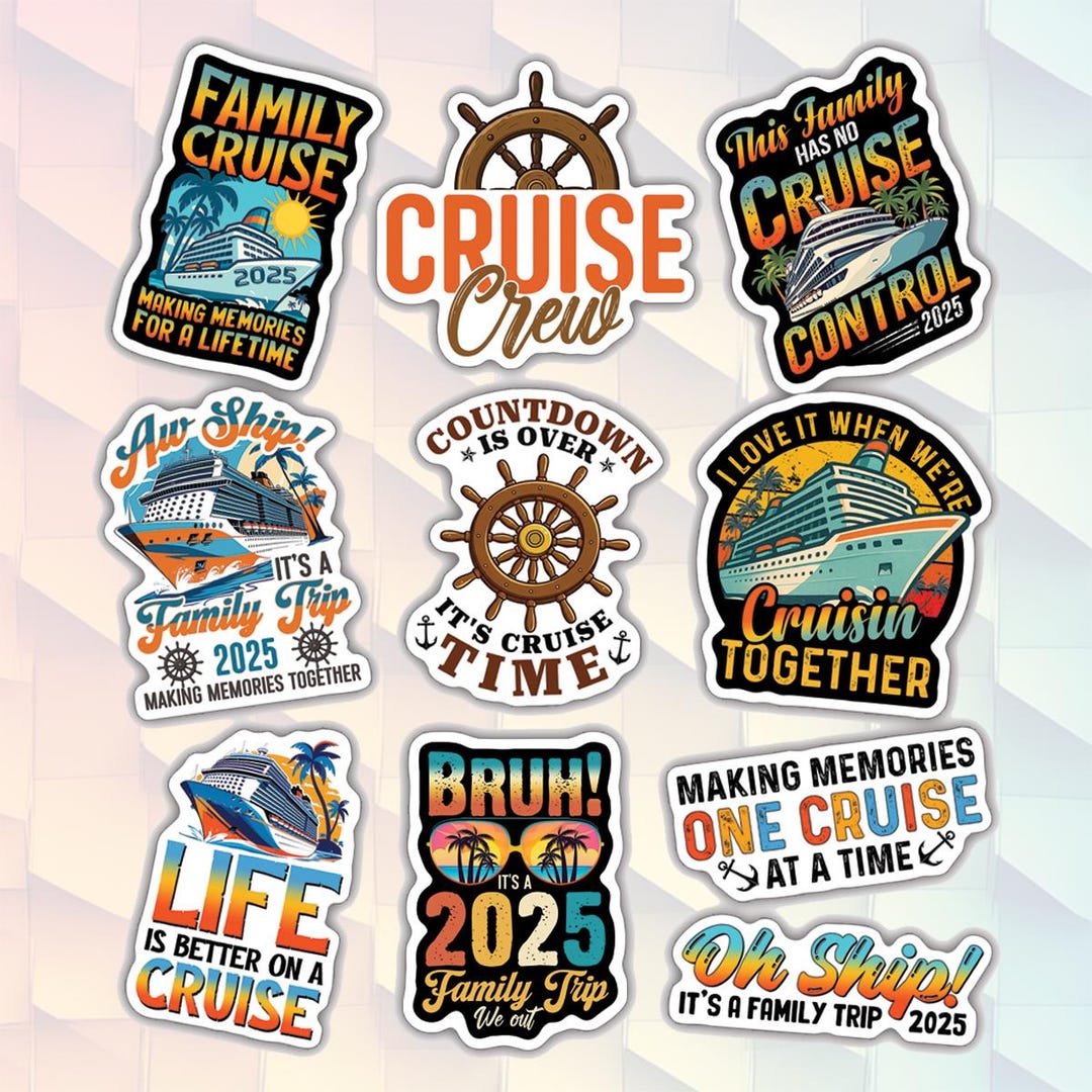 10pcs Family Cruise 2025 Sticker, Cruise Crew, All Aboard, Cruisin ...