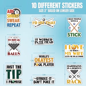 10pcs Billiards Stickers Pack, Pool Table Stickers, Pool Ball, Cue ...