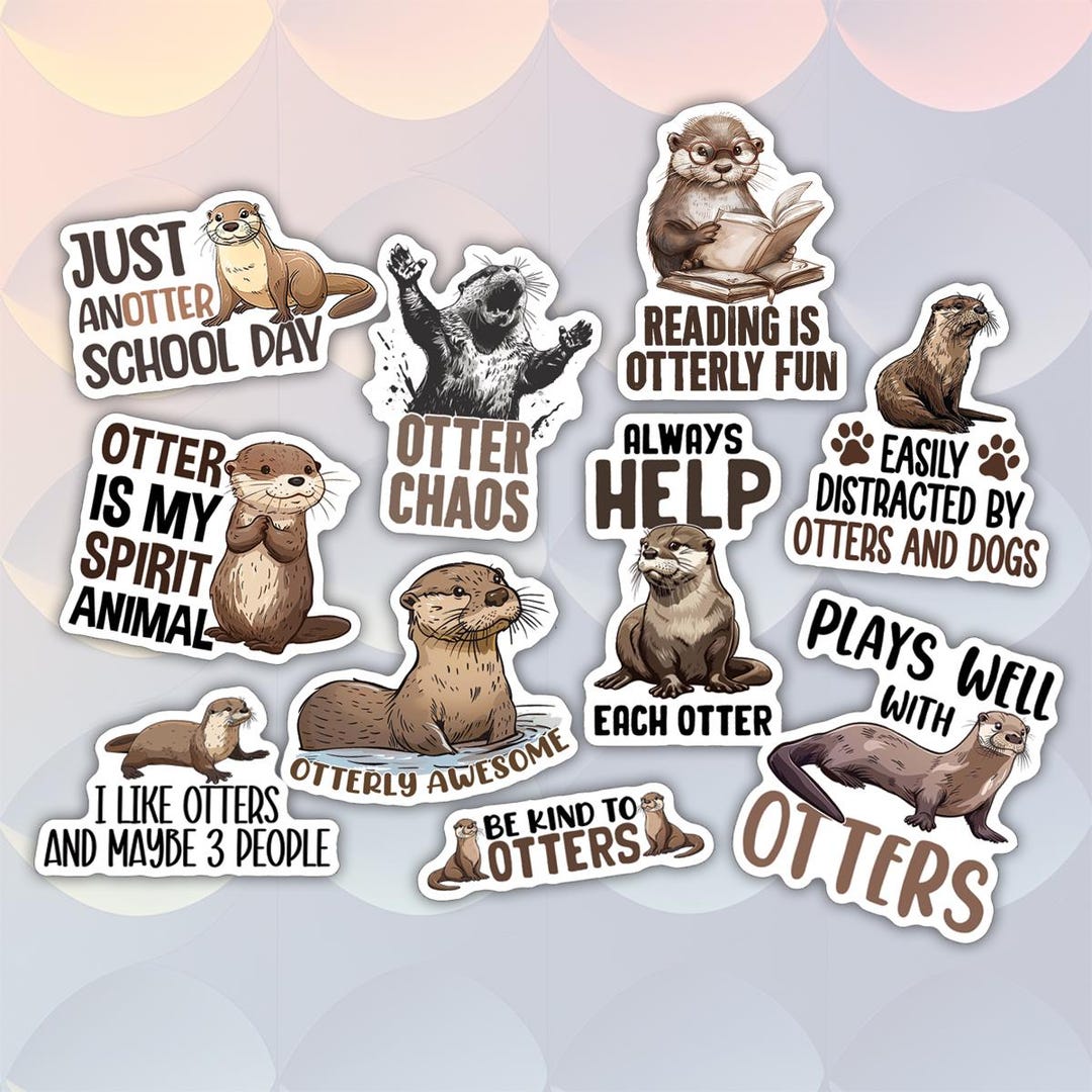 10pcs Otter Stickers Pack, Otter Chaos Sticker, Otter Pup Decal, Sea ...