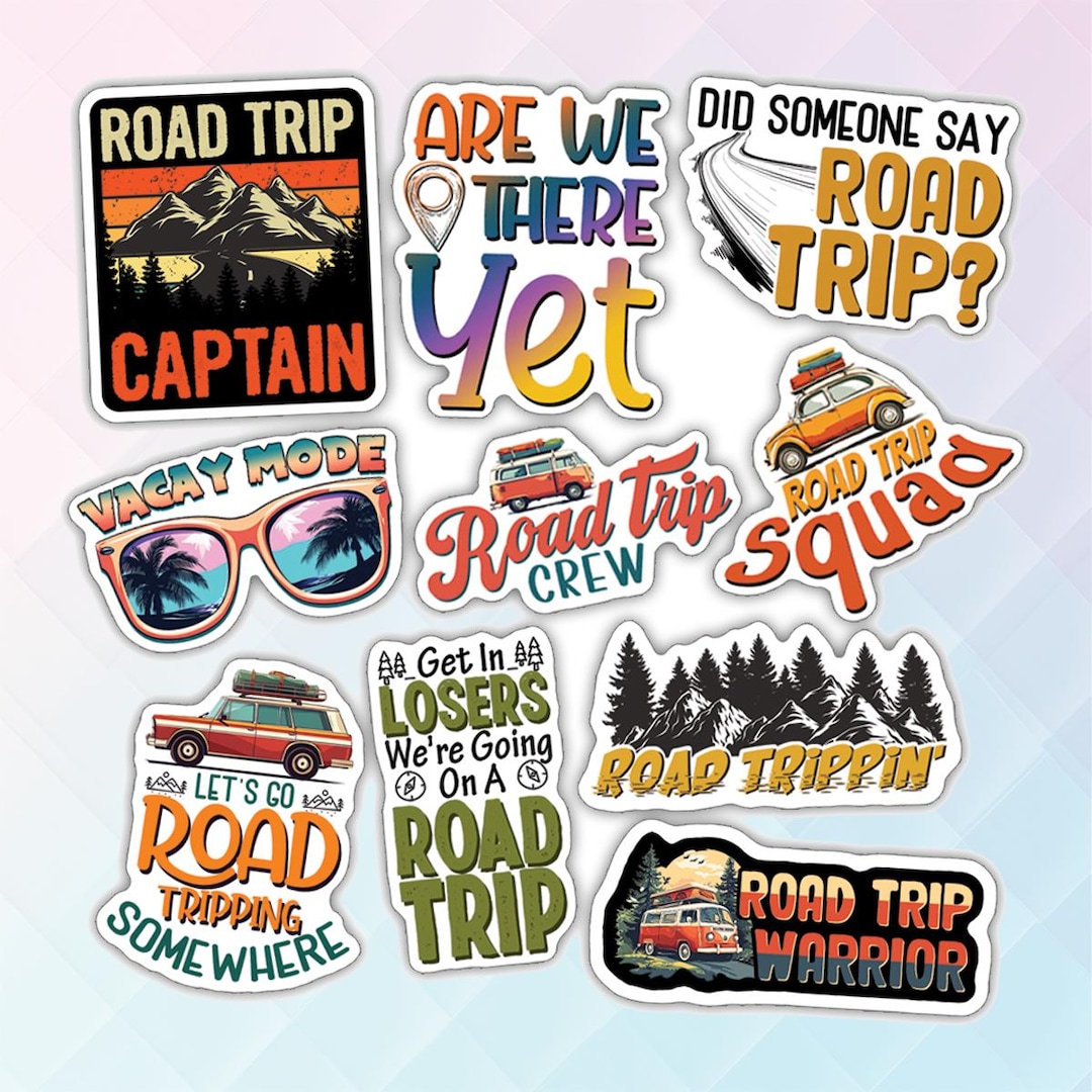 10pcs Road Trip Stickers Pack, Roadtripping, Driving, Nature and ...