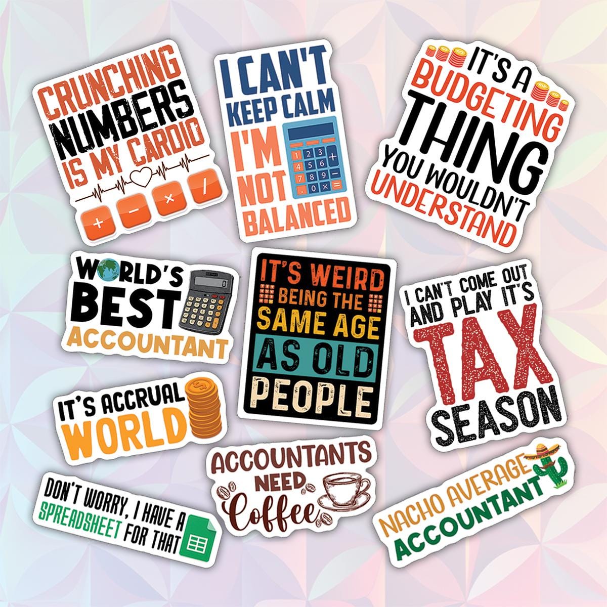 10pcs Accountant Stickers Pack, Accounting Spreadsheet, Gift for ...