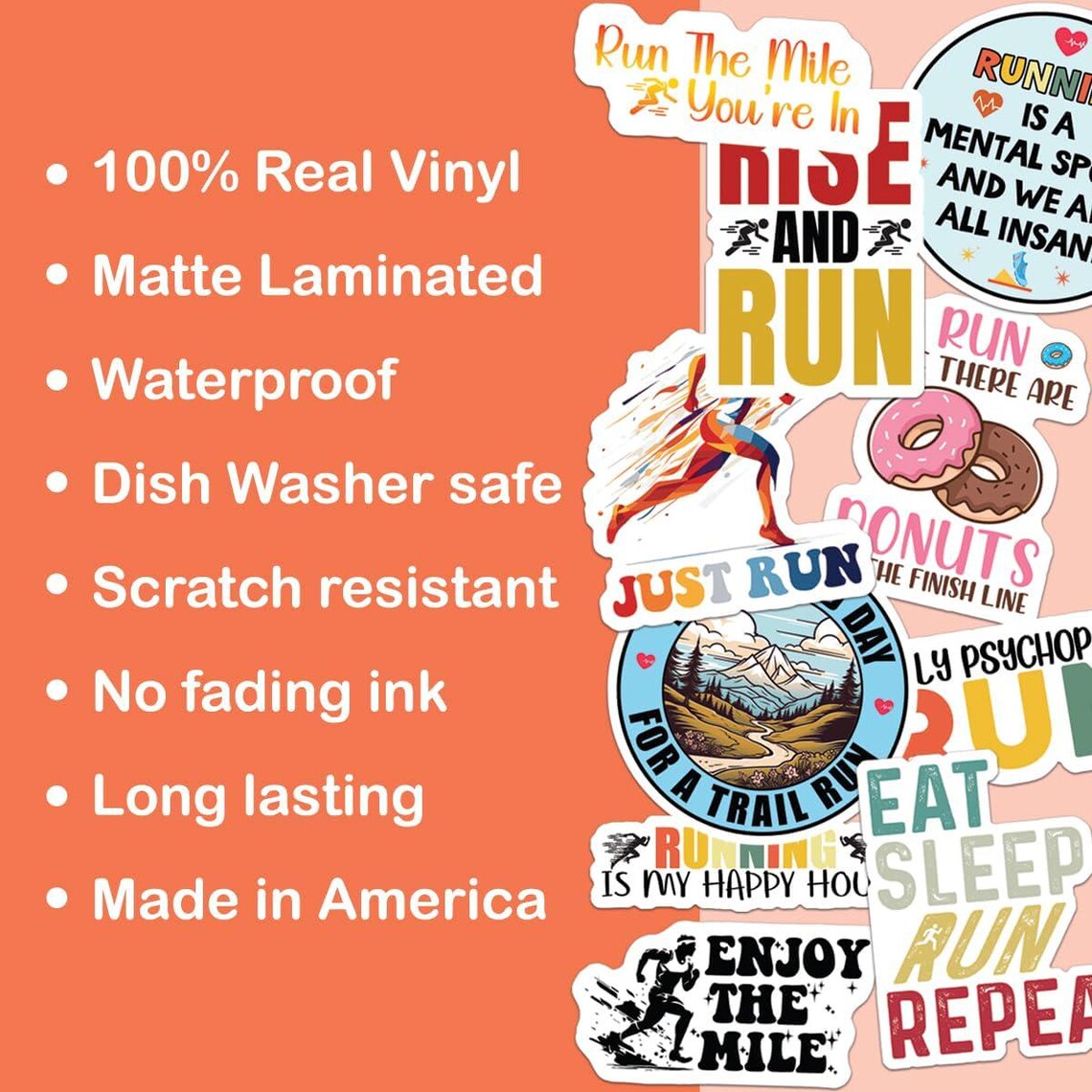 10pcs Running Stickers, Running Journey, Running Motivation Sticker ...