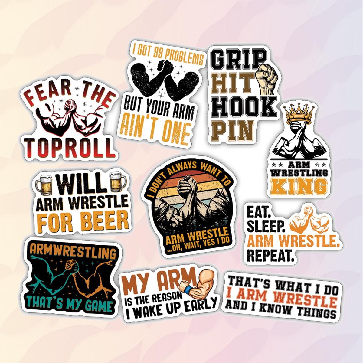 10pcs Wrestling Stickers Pack, Wrestling Spirit Decal, Wrestling Skills ...