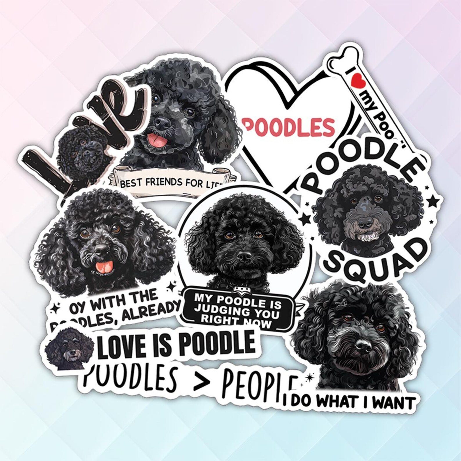 10pcs Funny Poodle Stickers Pack, Cute Poodle Stickers Pack, Gifts for ...