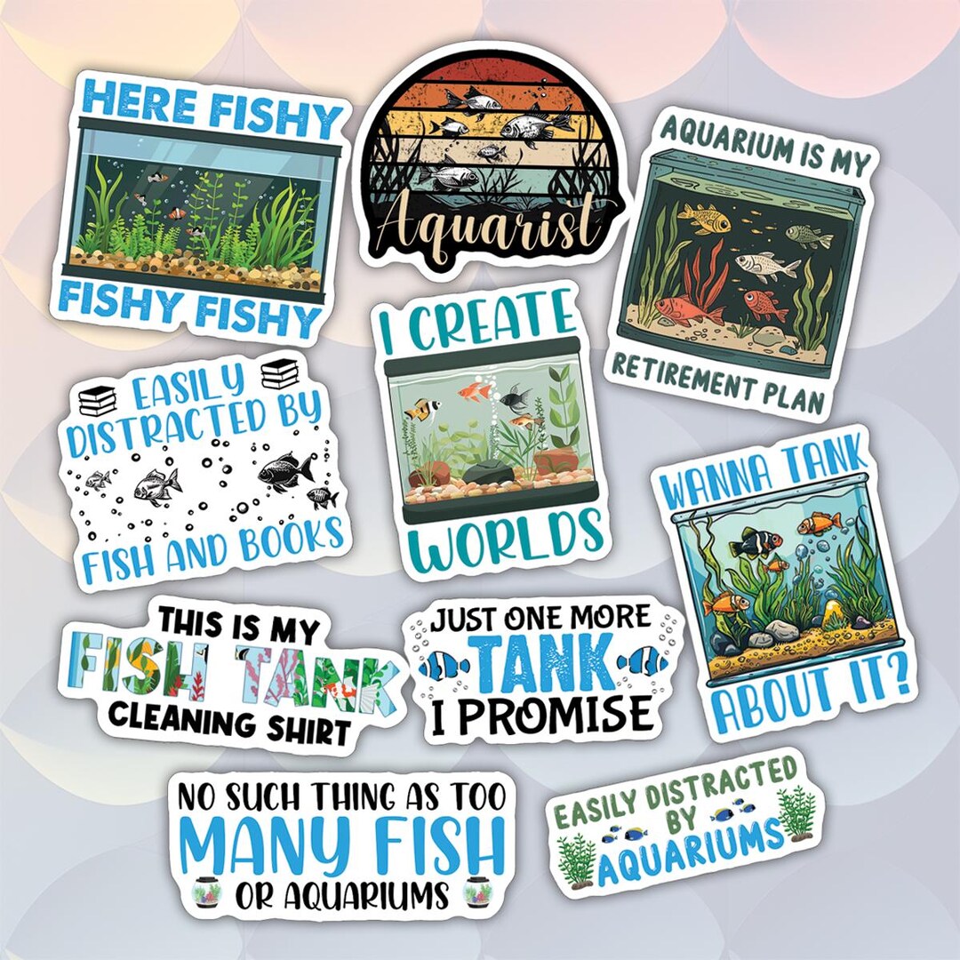 10pcs Fishkeeping Stickers Pack, Fish Tank Stickers, Aquatic Life ...