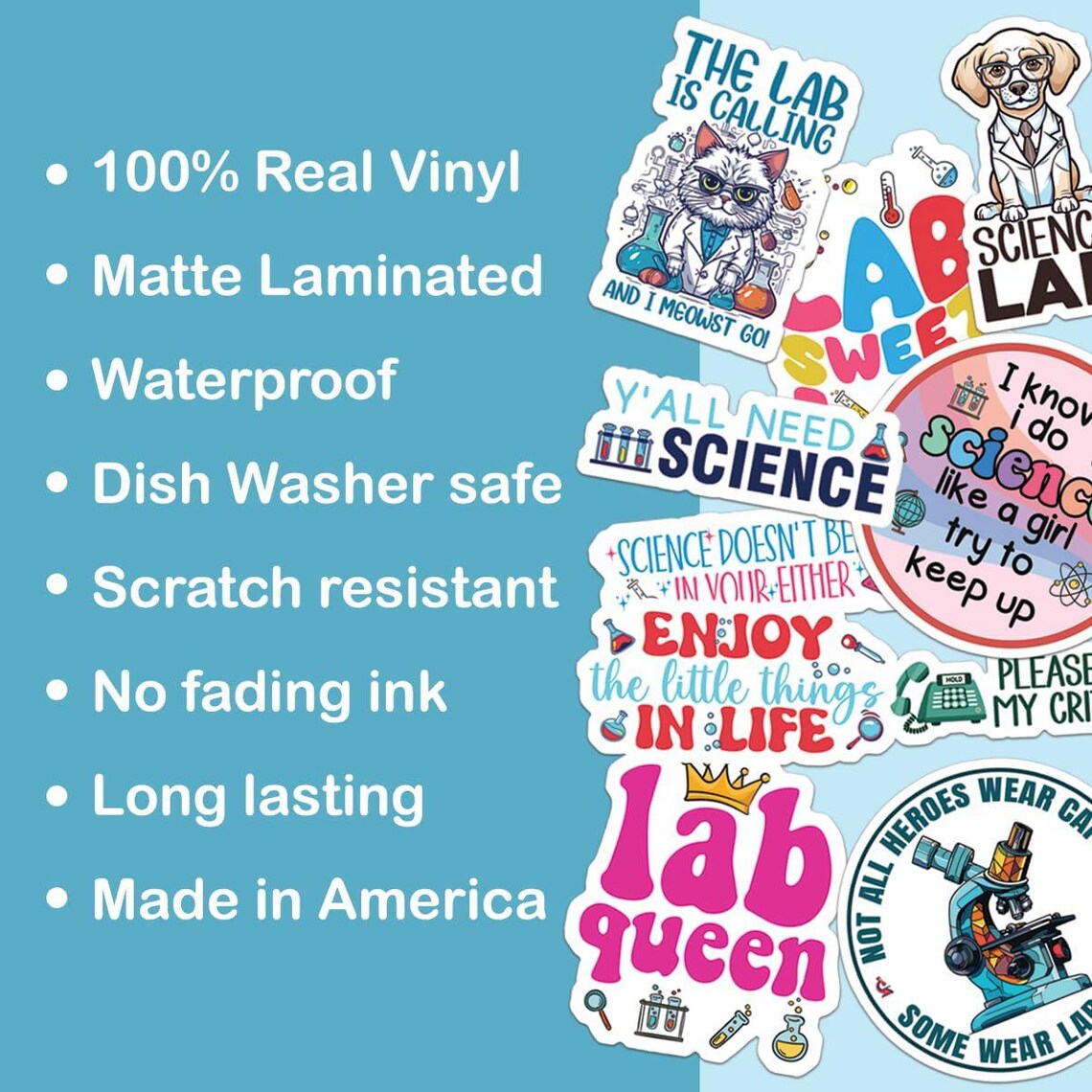 10pcs Science Laboratory Stickers Pack, Funny Laboratory Stickers ...