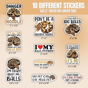 10pcs Ball Python Stickers Pack, Cool Ball Python for Lover, Unique ...