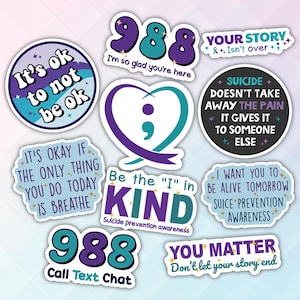 10pcs Suicide Prevention Stickers Pack, Suicide Awareness Sticker ...