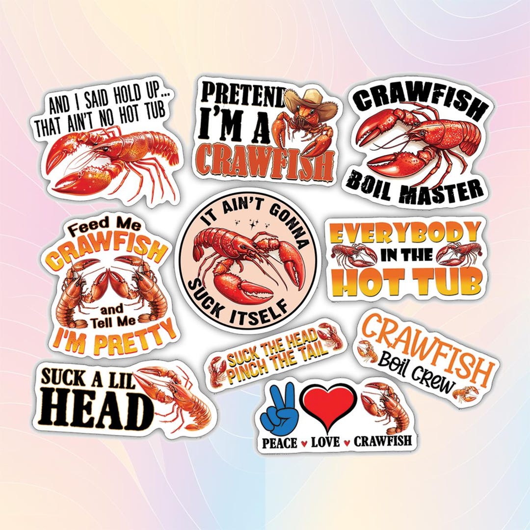 10pcs Crawfish Stickers Pack, Crawfish Queen, Crawdad Lover Gift ...