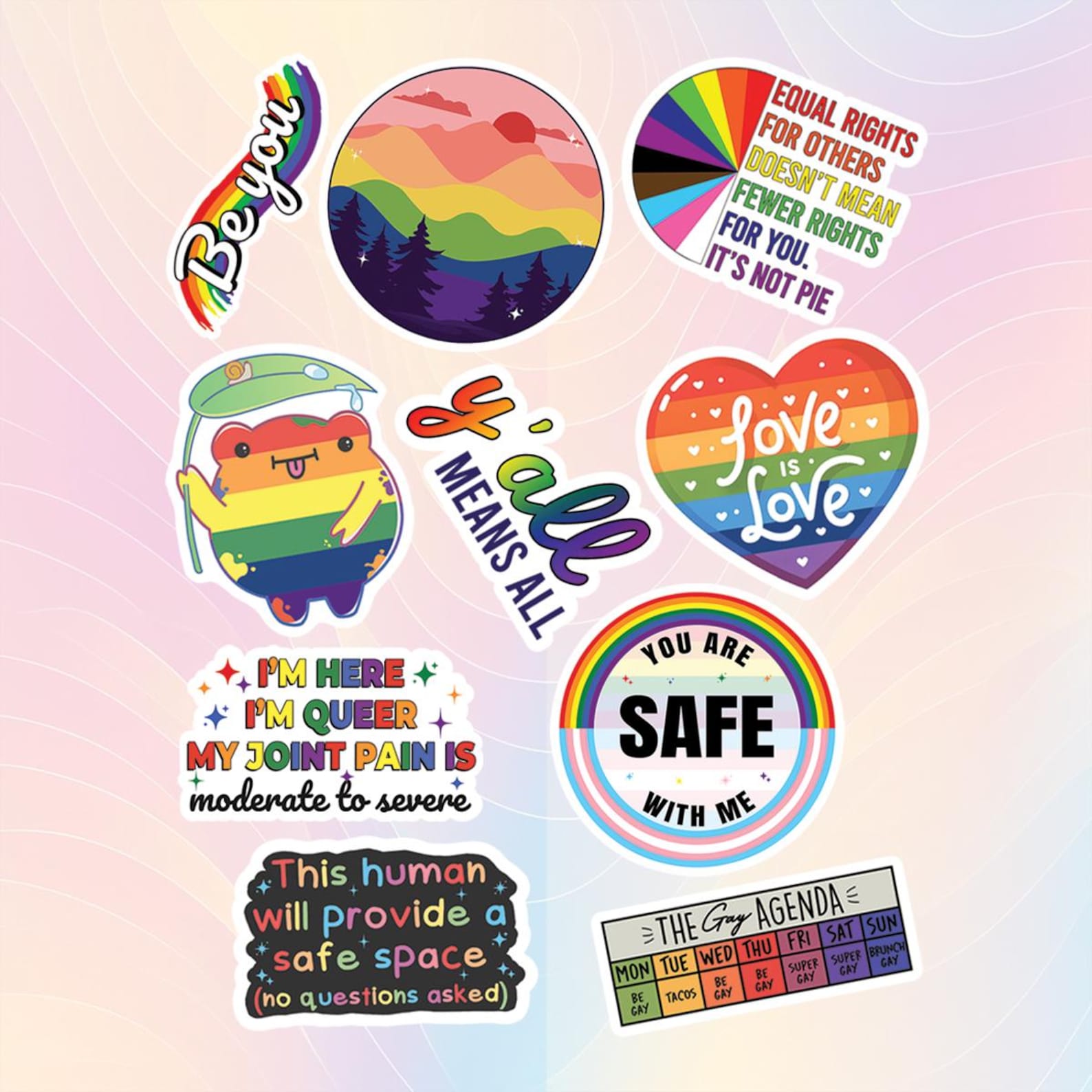 10pcs LGBTQ+ Pride Stickers Pack, Rainbow Pride Stickers, Love is Love ...
