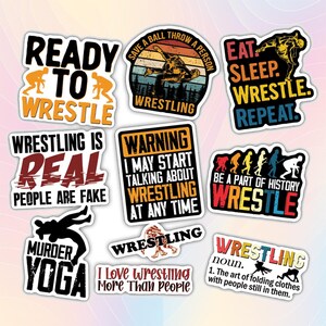 10pcs Wrestling Stickers Pack, Wrestling Spirit Decal, Wrestling Skills ...