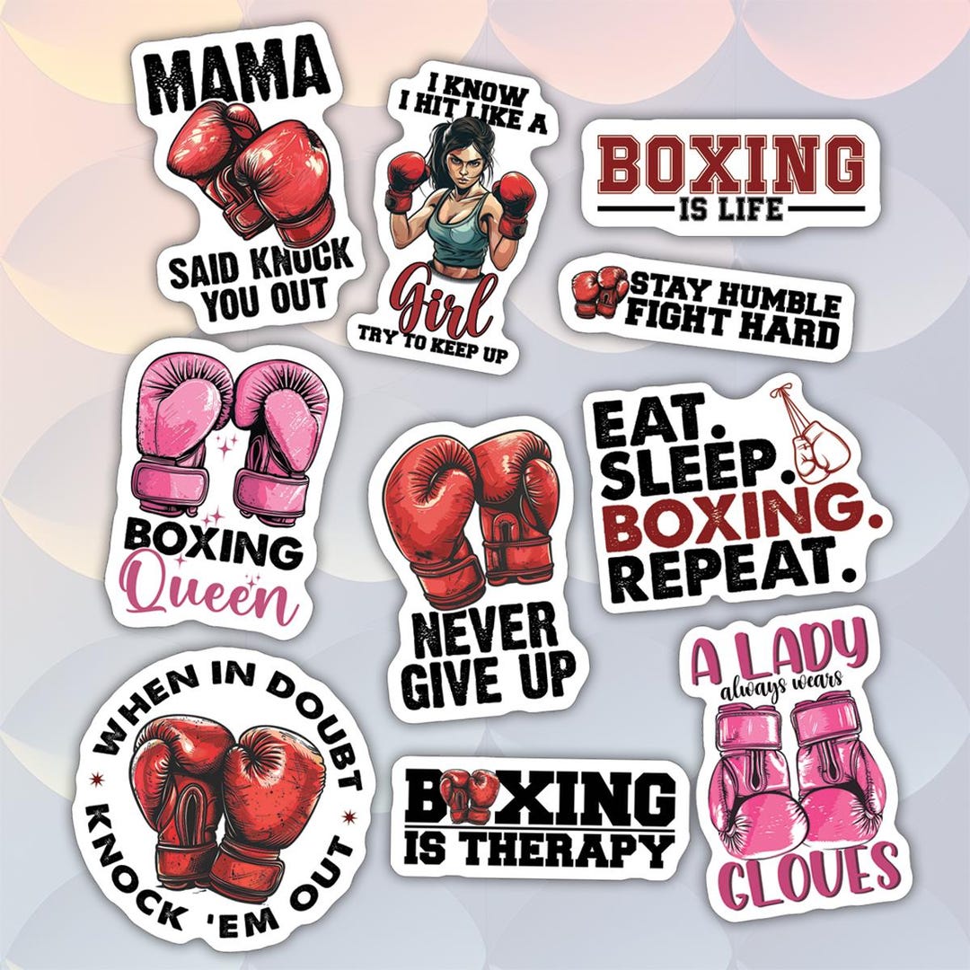 10pcs Boxing Stickers Pack, Western Boxing Sticker, Pugilism, Martial ...