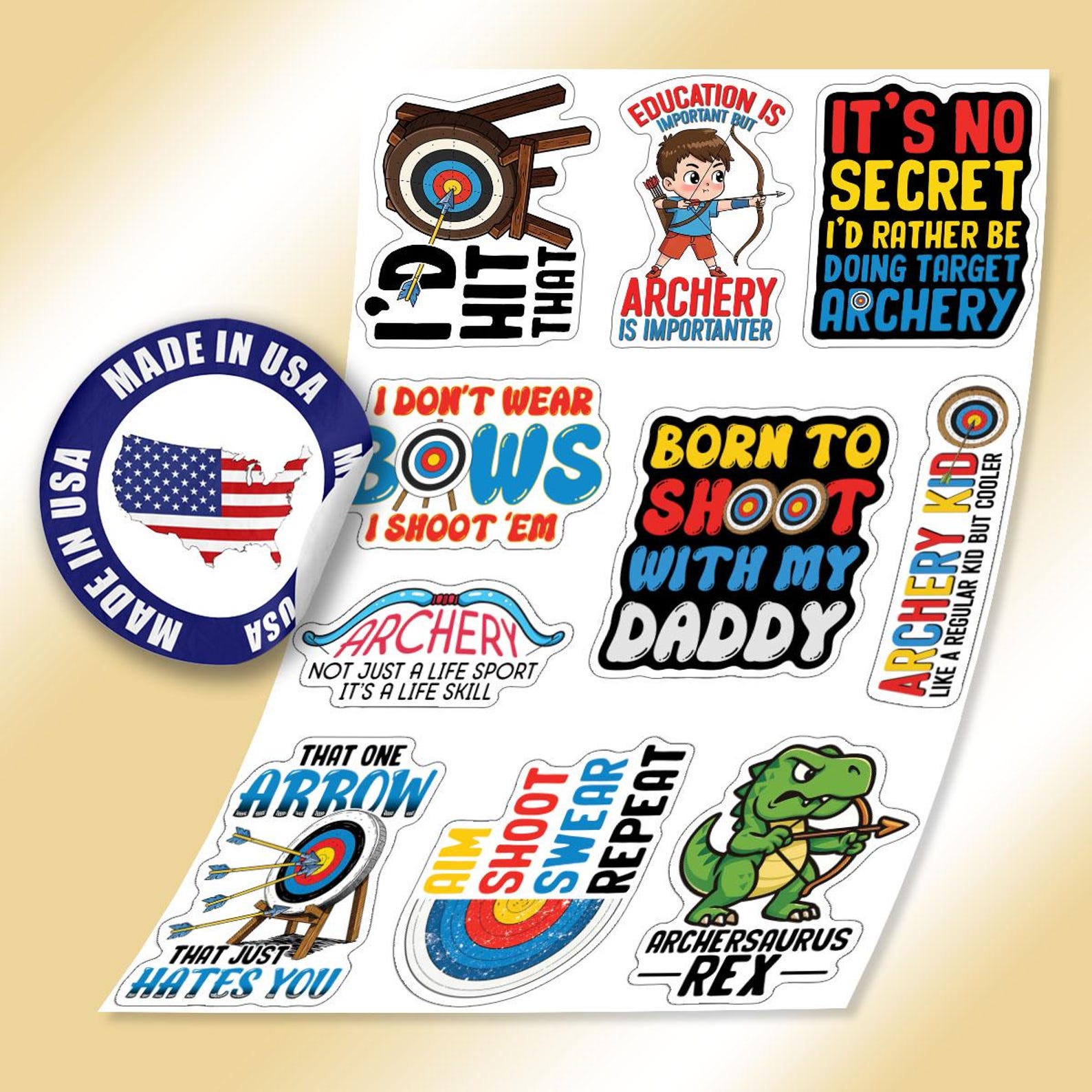 10pcs Archery Stickers Pack – Fun and Inspirational Bow and Arrow ...
