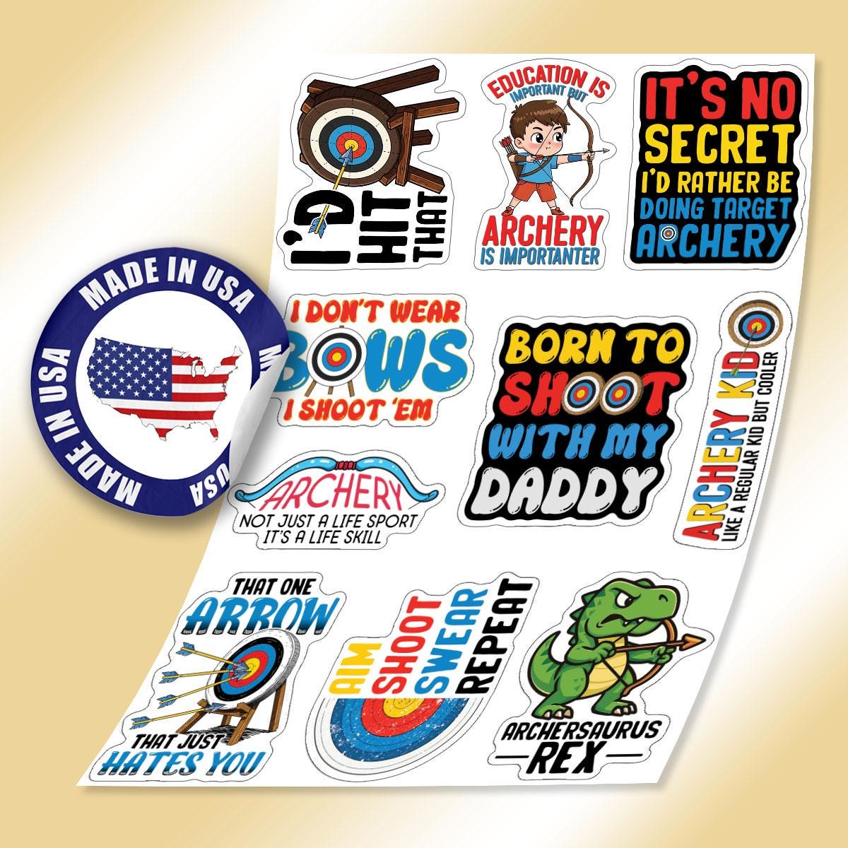 10pcs Archery Stickers Pack – Fun and Inspirational Bow and Arrow ...