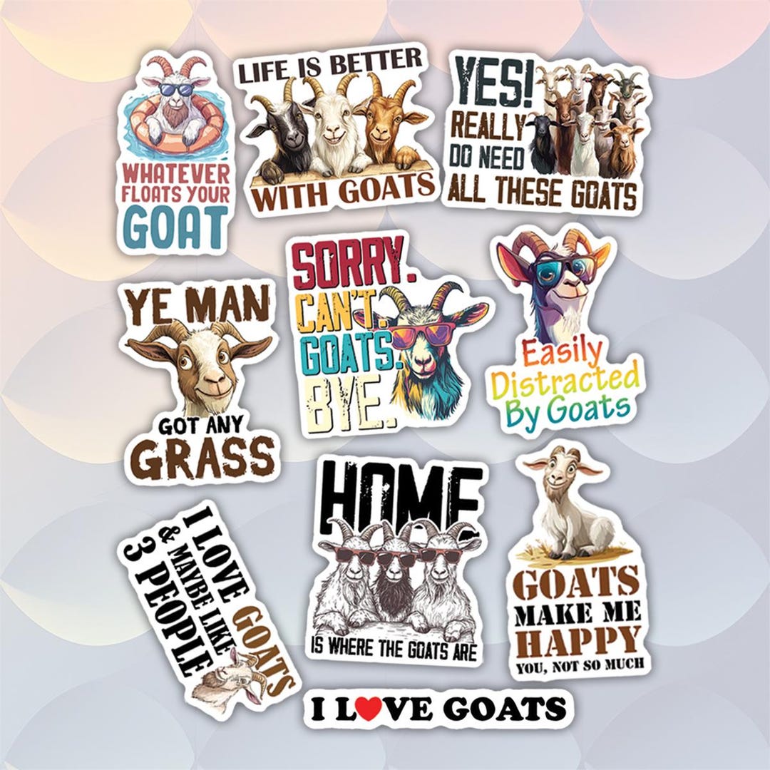 10pcs Goat Sticker Pack – Cute Kawaii Goat Stickers, Baby Goat Decals ...