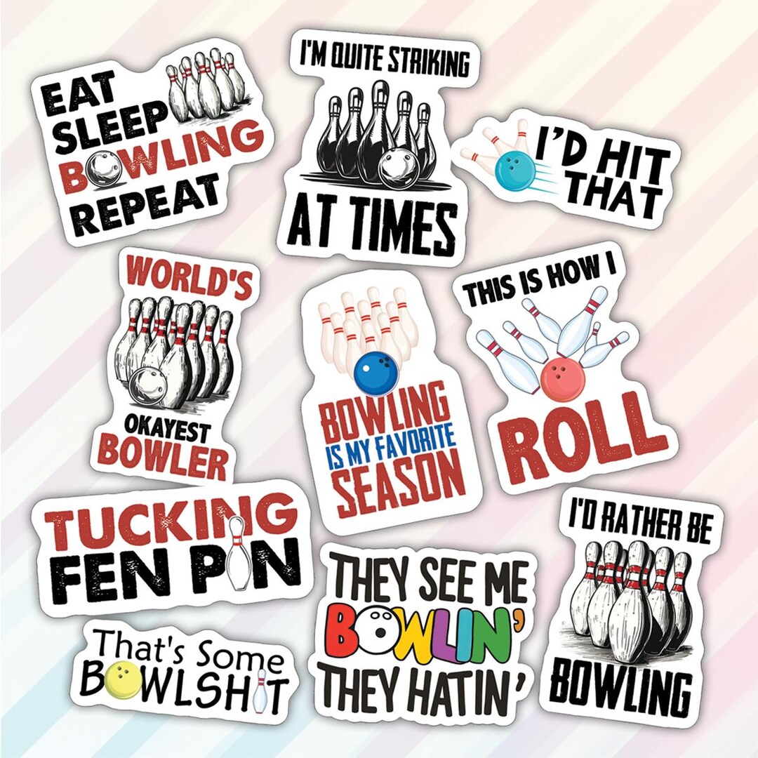 10pcs Bowling Stickers Pack, Bowling Ball Sticker, Bowling Ball Strike ...