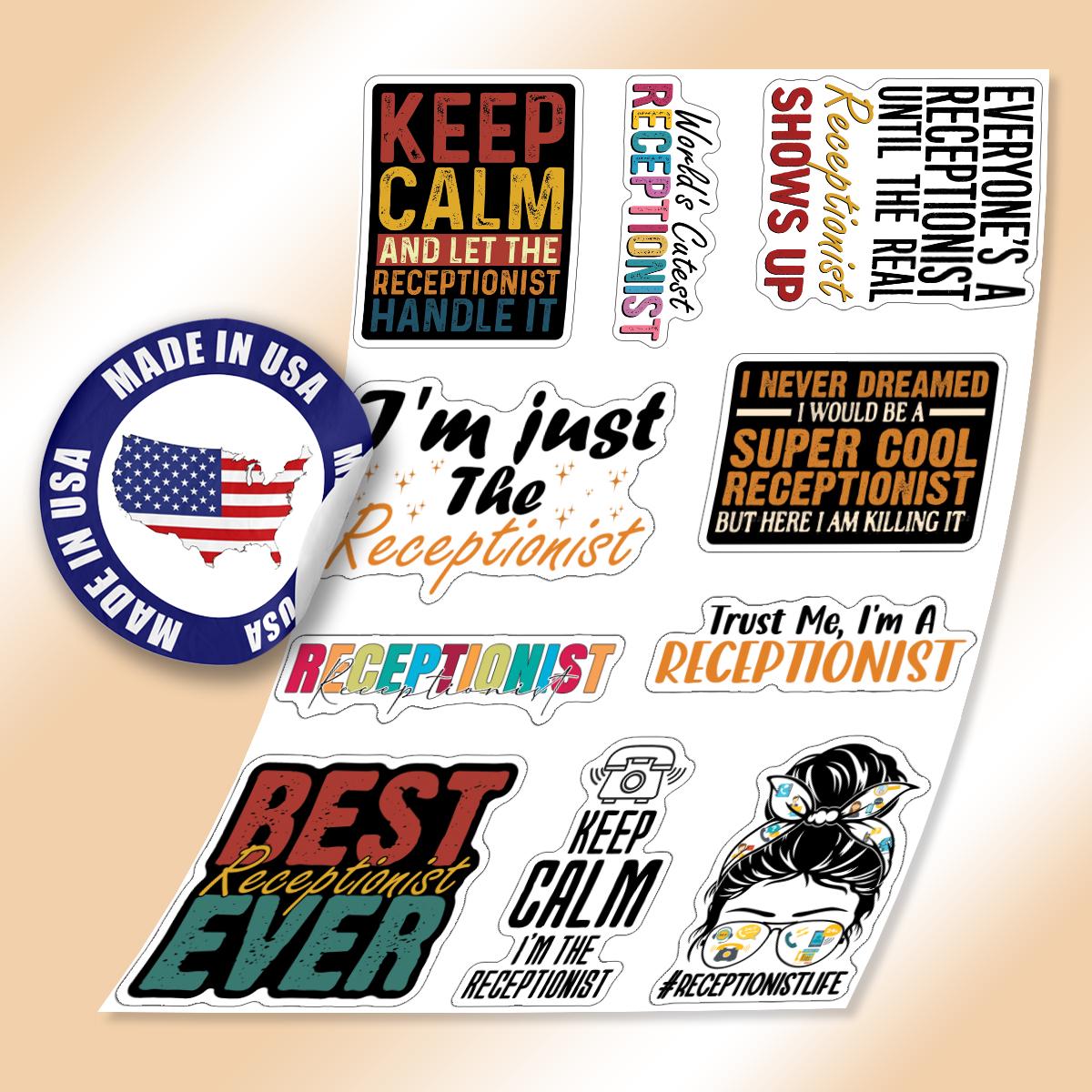 10pcs Receptionist Stickers, Office Receptionist Decals, Funny ...