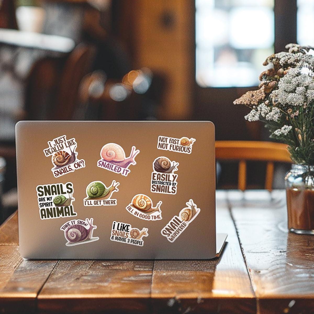 10pcs Snail Stickers Pack, Kawaii Snail Stickers, Snailed It Sticker ...