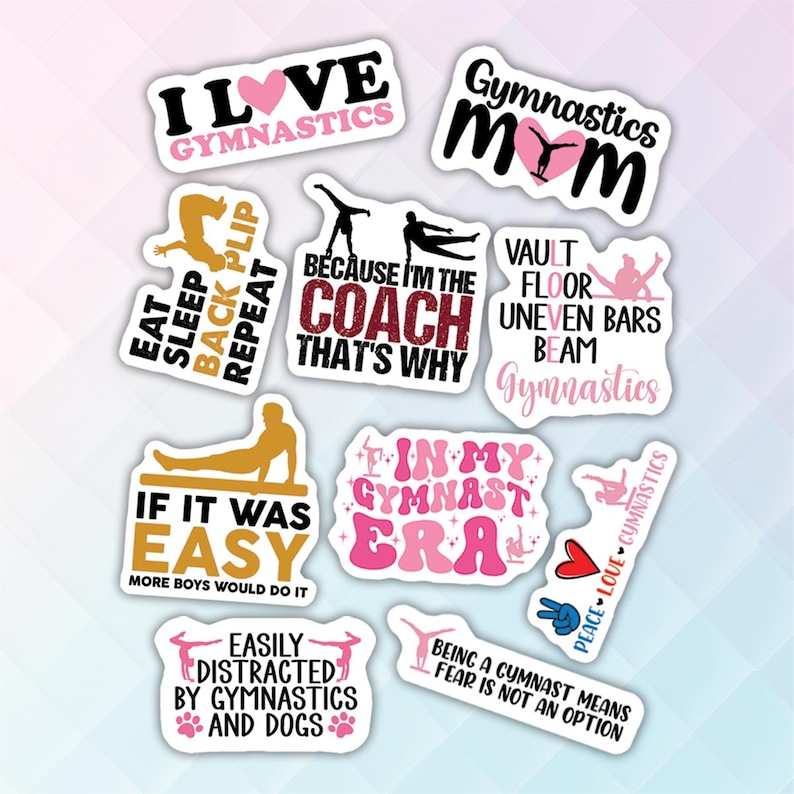 10pcs Gymnastics Stickers Pack, Gymnastics Girls Sticker, Gymnastics ...