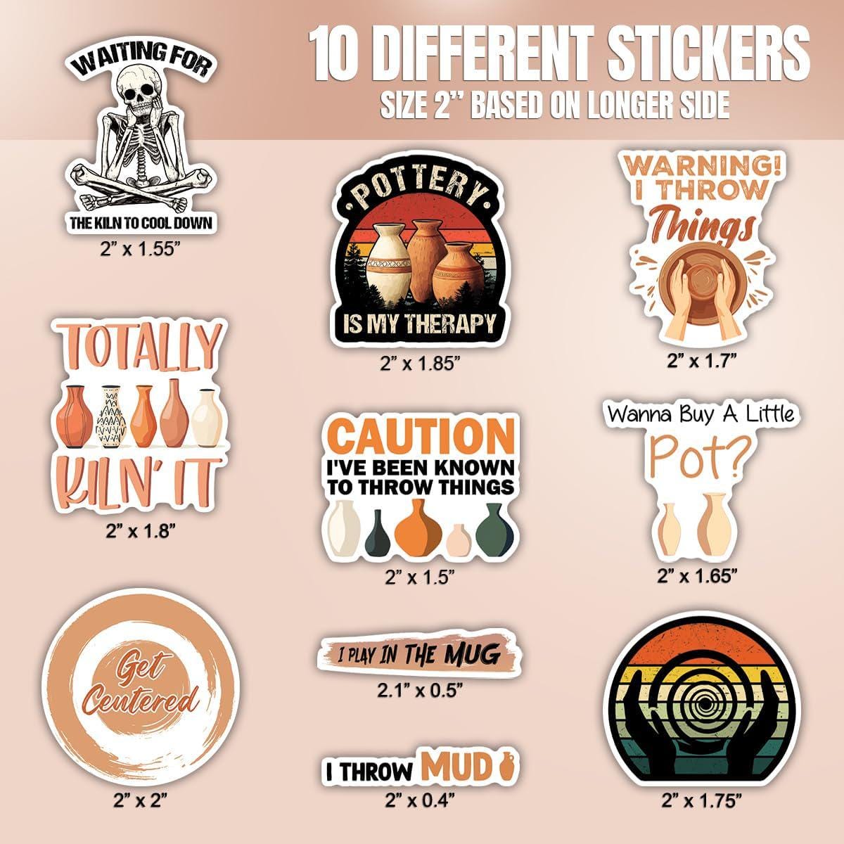 10pcs Pottery Stickers Pack, Ceramic Clay, Ceramic Artist-pottery ...