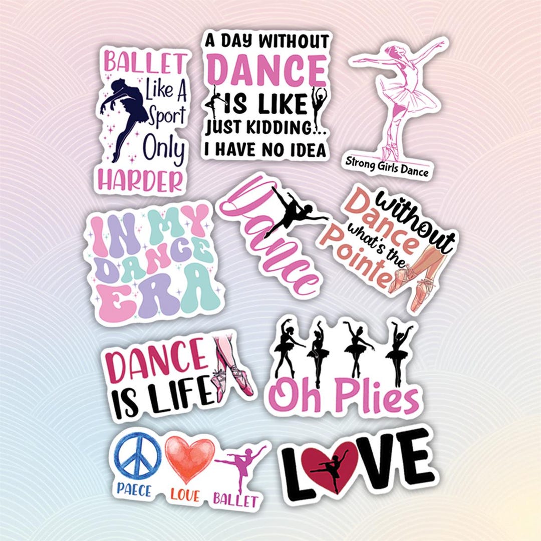 10pcs Ballet Dance Stickers Pack, Ballerina Dance Stickers, Ballet Girl ...
