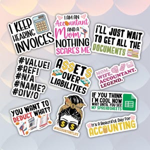 10pcs Accountant Stickers Pack, Accounting Spreadsheet, Gift for ...
