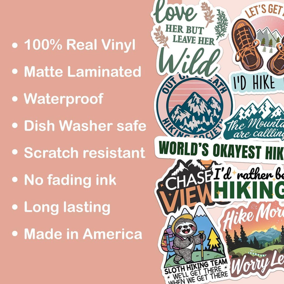 10pcs Hiking Stickers Pack, Hiking Travel Stickers, Mountain Adventure ...