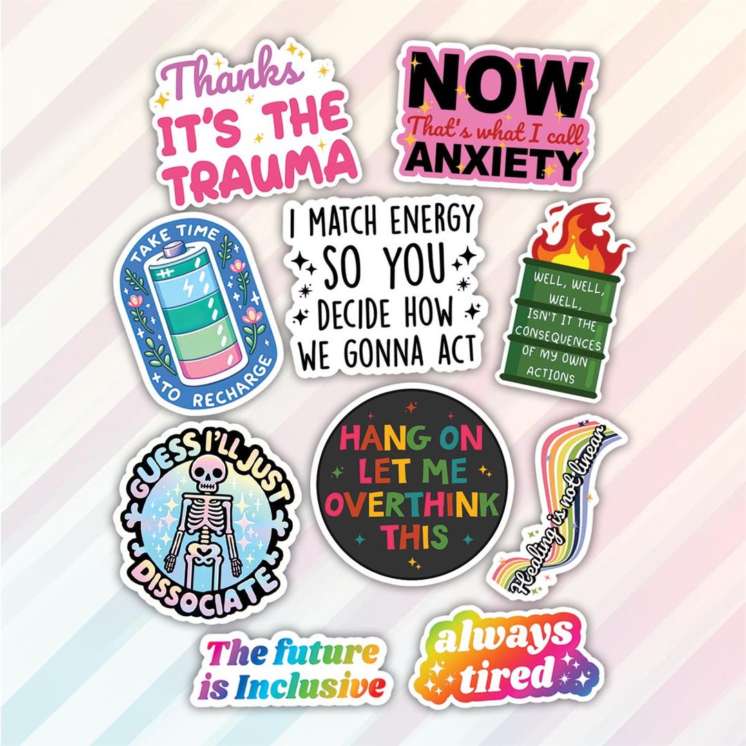 10pcs Mental Health Stickers Pack, Anxiety Sticker, Motivational ...