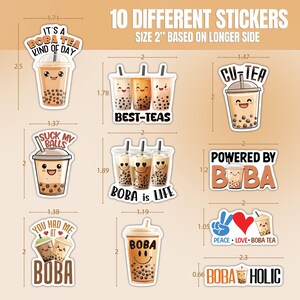 10pcs Bubble Tea Sticker Pack – Powered by Boba, Boba Holic, Boba is ...