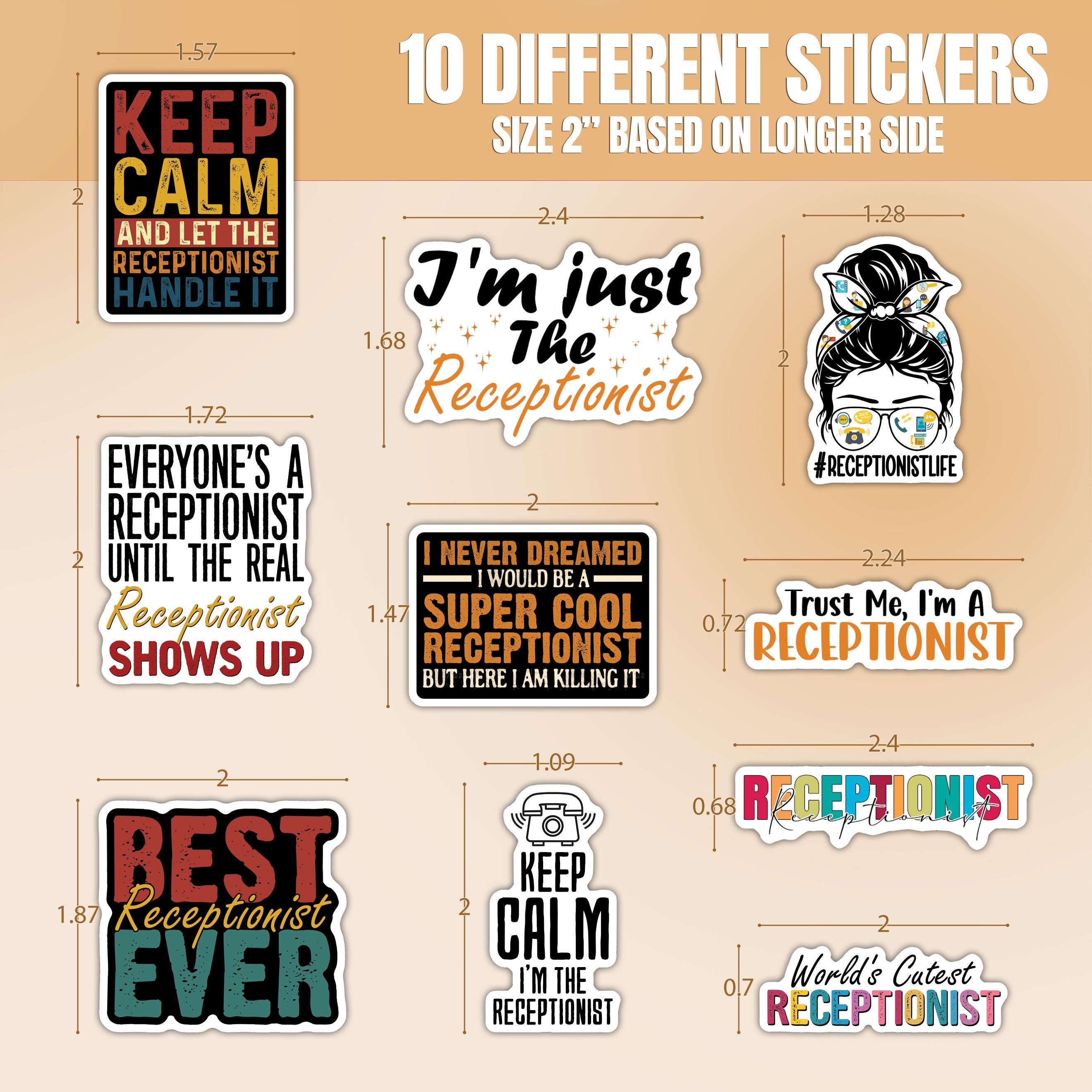10pcs Receptionist Stickers, Office Receptionist Decals, Funny ...