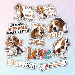 10pcs Beagle Dog Stickers Pack, Beagle Hound Stickers, Kawaii Beagle ...