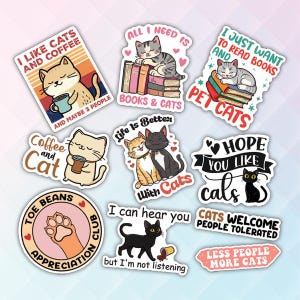 10pcs Cute Cat Stickers Pack, Cute Cat Lover Gift, Cat Mom Sticker, Cat ...