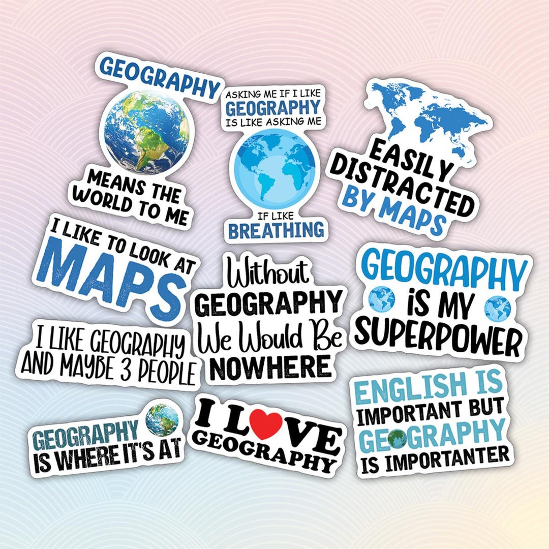 10pcs Geography Stickers Pack, Funny Travelers and Explorers Geography ...