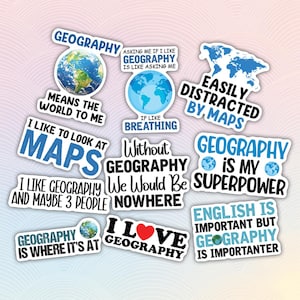 10pcs Geography Stickers Pack, Funny Travelers and Explorers Geography ...