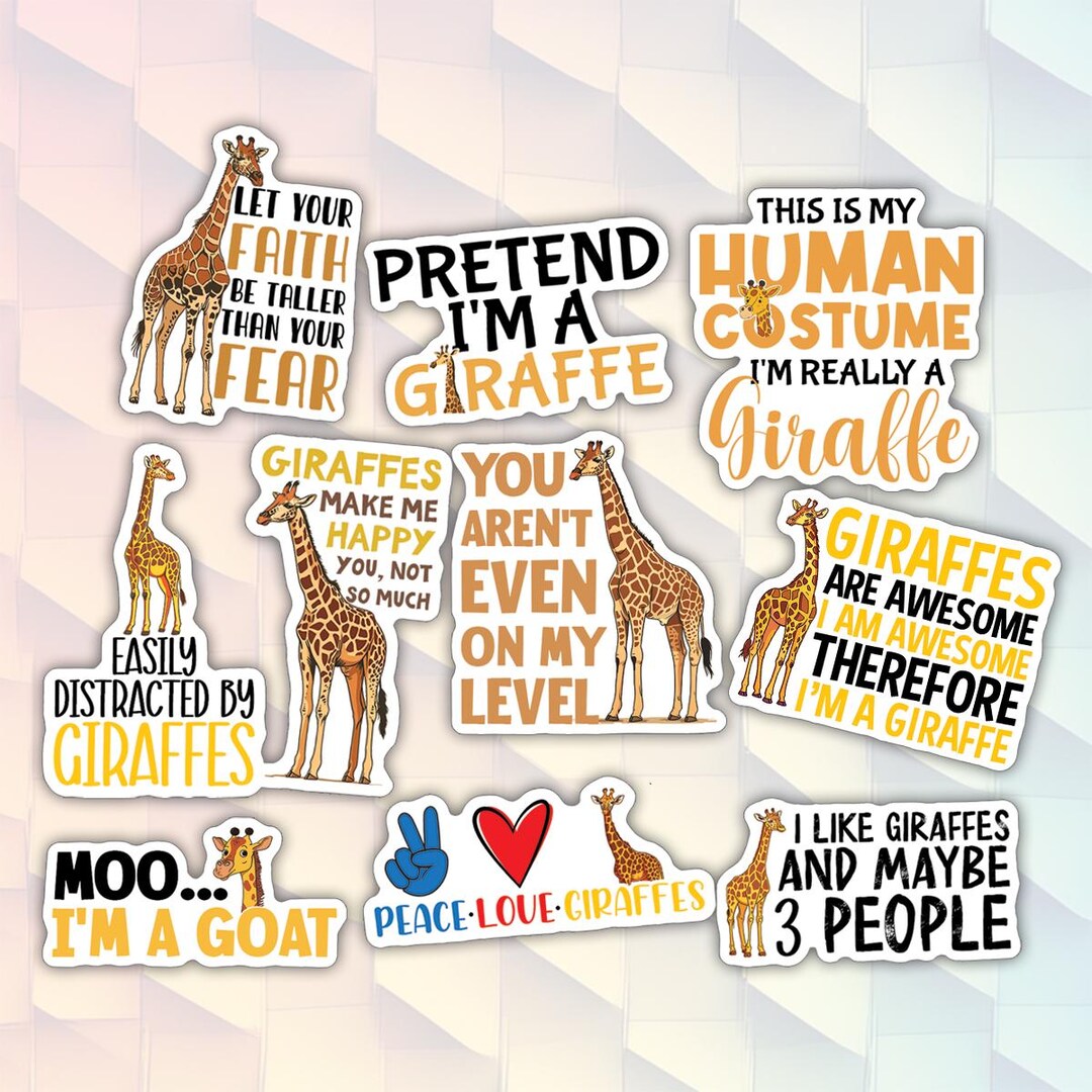 10pcs Giraffe Stickers, Cute Giraffe Lover Gifts, Peace-love-giraffes ...