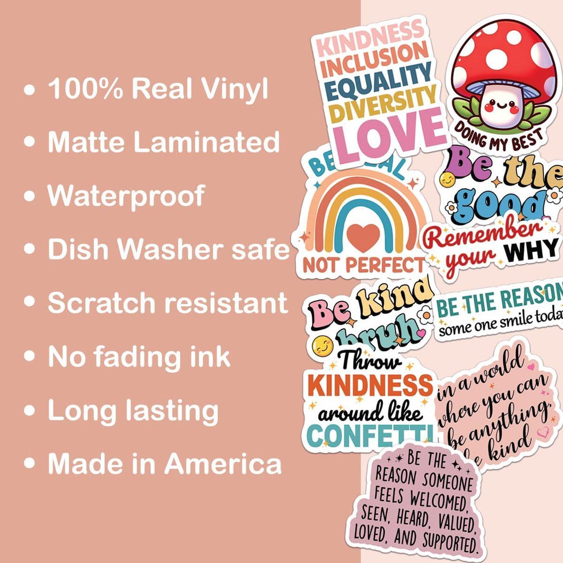 10pcs Kindness Stickers Pack, Kindness Motivational, Inspirational ...