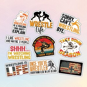 10pcs Wrestling Stickers Pack, Wrestling Spirit Decal, Wrestling Skills ...