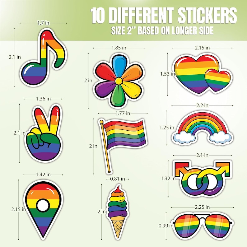 10pcs LGBTQ+ Pride Stickers Pack, Rainbow Pride Stickers, Love is Love ...