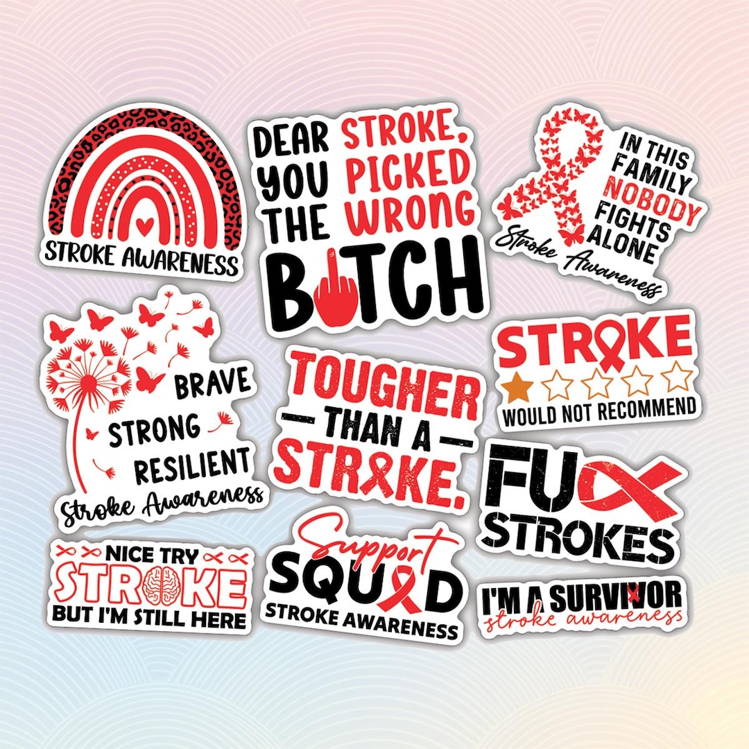 10pcs Stroke Awareness Sticker Pack – Stroke Warrior, Stroke Strong ...