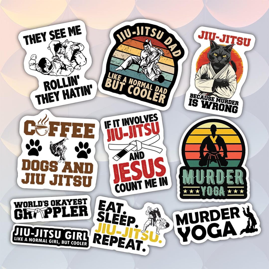 10pcs Jiu Jitsu Stickers Pack, Jiu Jitsu Power, Jiu Jitsu Warrior Decal ...