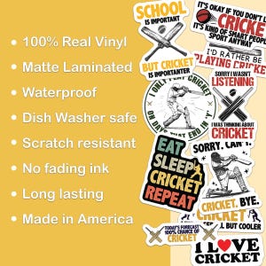 10pcs Cricket Stickers Pack, Cricket Ball Stickers, Cricket Bat ...