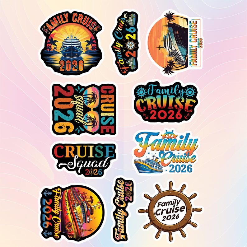 10pcs Family Cruise 2026 Sticker, Cruise Crew, All Aboard, Cruisin ...