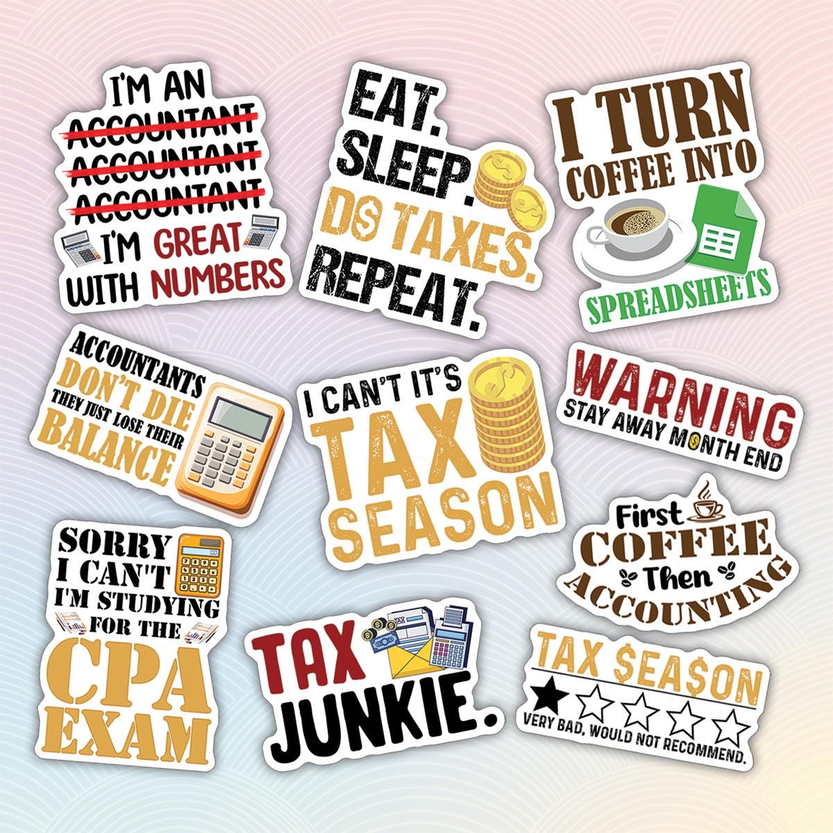 10pcs Accountant Stickers Pack, Accounting Spreadsheet, Gift for ...