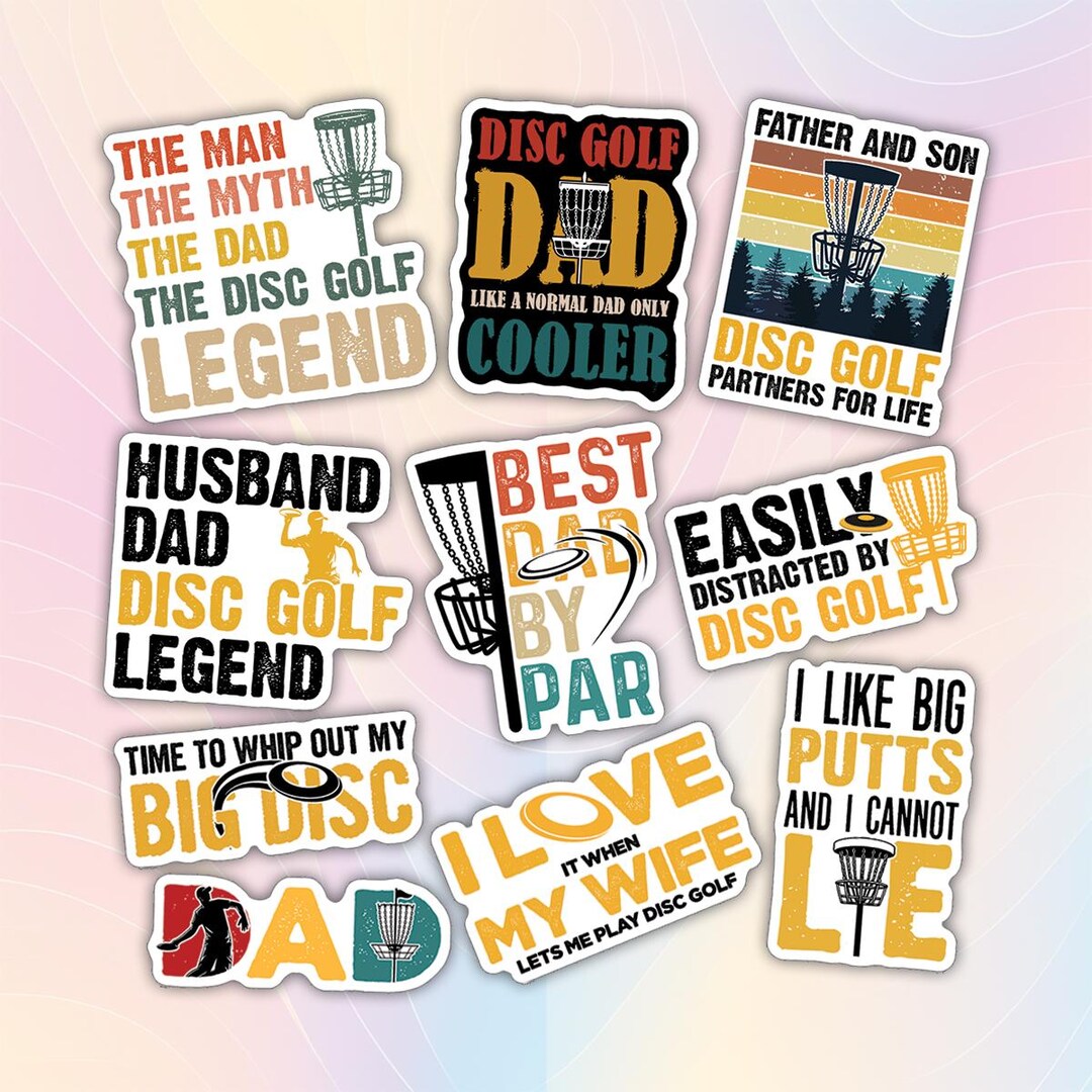 10pcs Disc Golf Dad Stickers Pack, Disc Golf Dad Life, Frisbee Sticker ...