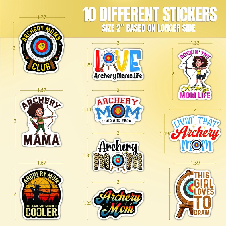 10pcs Archery Stickers Pack – Fun and Inspirational Bow and Arrow ...