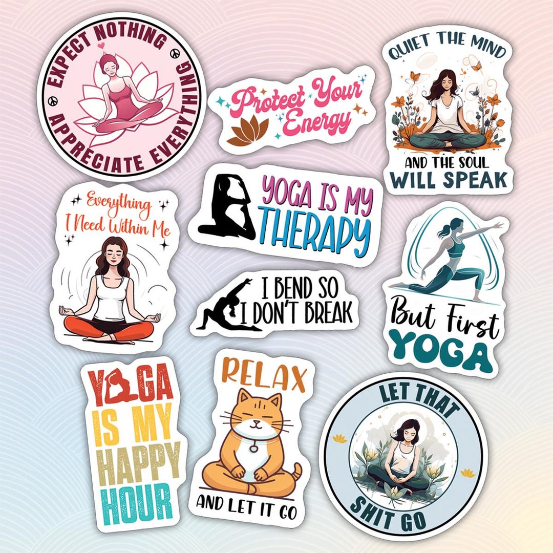 10pcs Yoga Stickers Pack, Meditation Stickers, Motivational Sticker ...